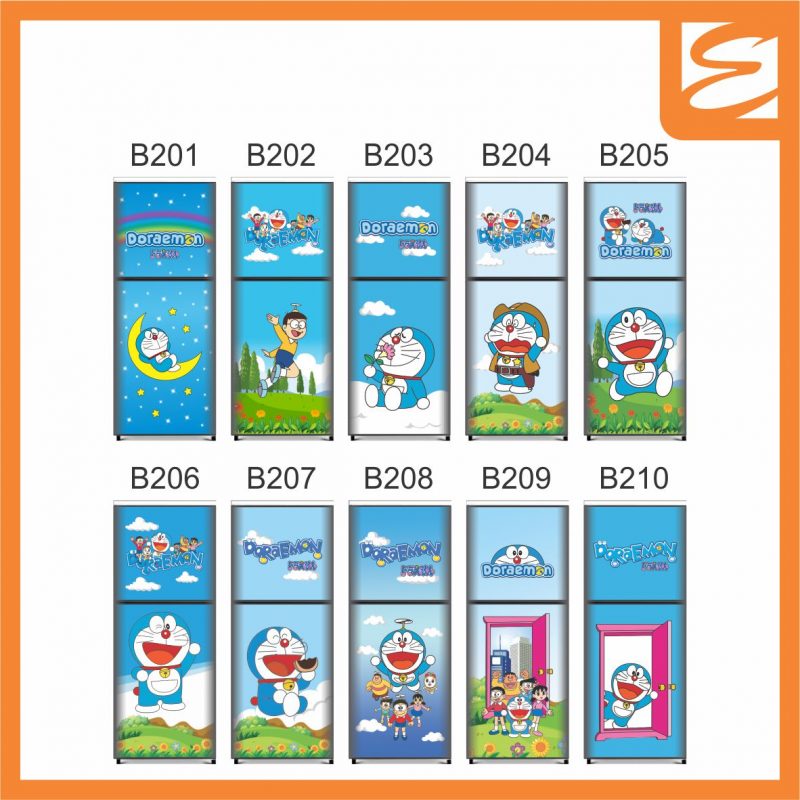 Stiker Kulkas 2 Pintu (60cm x 150cm) – doraemon – Elni Printing