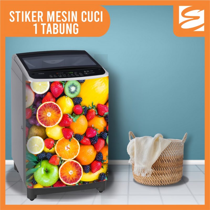 Stiker mesin cuci 1 tabung (70cm x 85cm) – fruits – Elni Printing