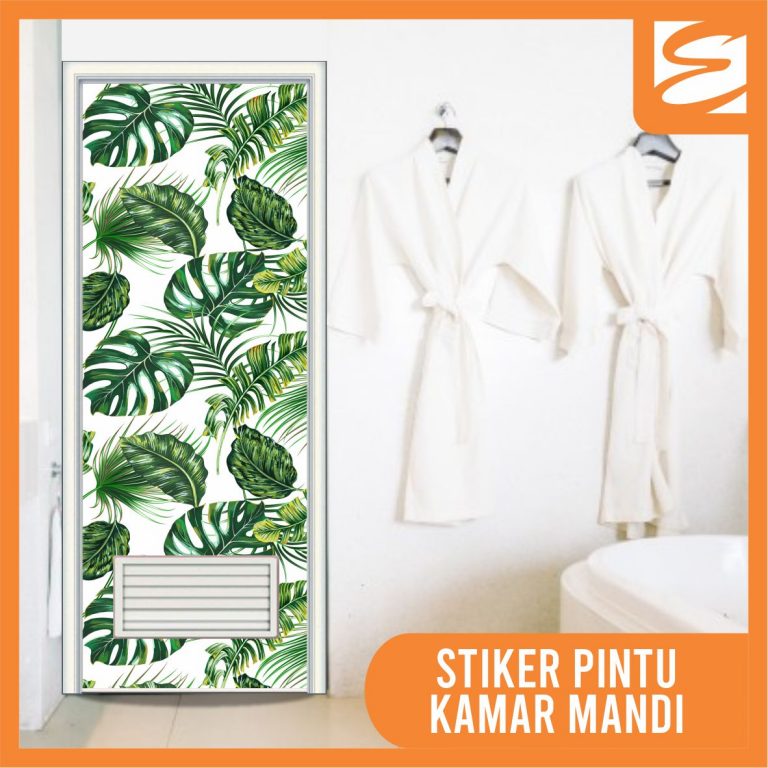 Stiker pintu kamar mandi A (62cm x 190cm) – monstera – Elni Printing